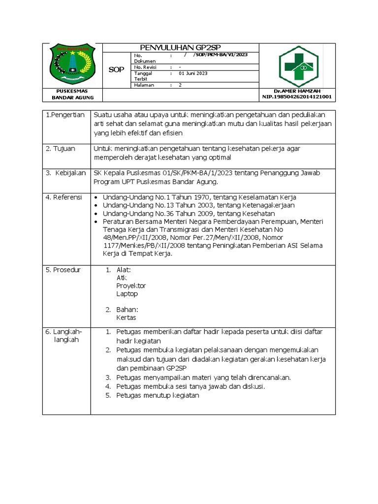 Sop Penyuluhan GP2SP | PDF