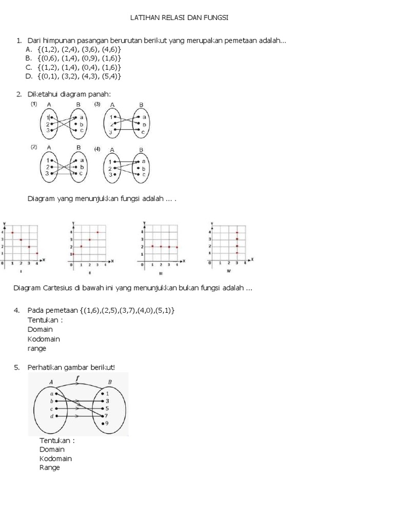 Soal Latihan Relasi dan Fungsi | PDF
