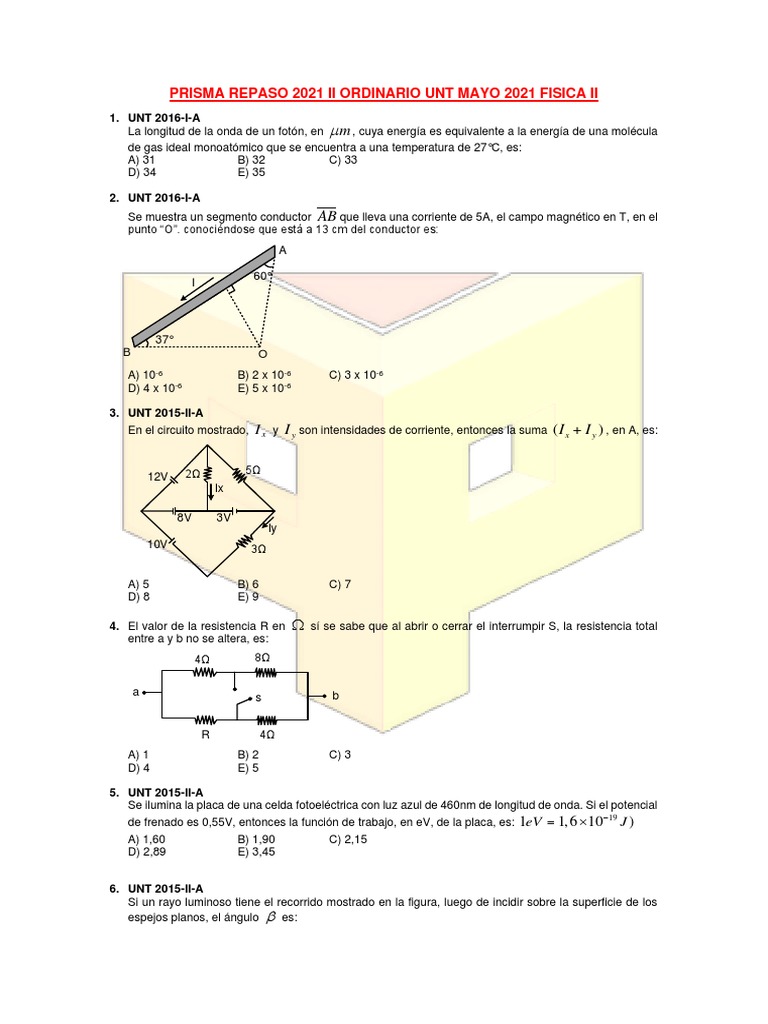 Prisma Repaso 2021 II Ordinario Unt Mayo 2021 Fisica II | PDF ...