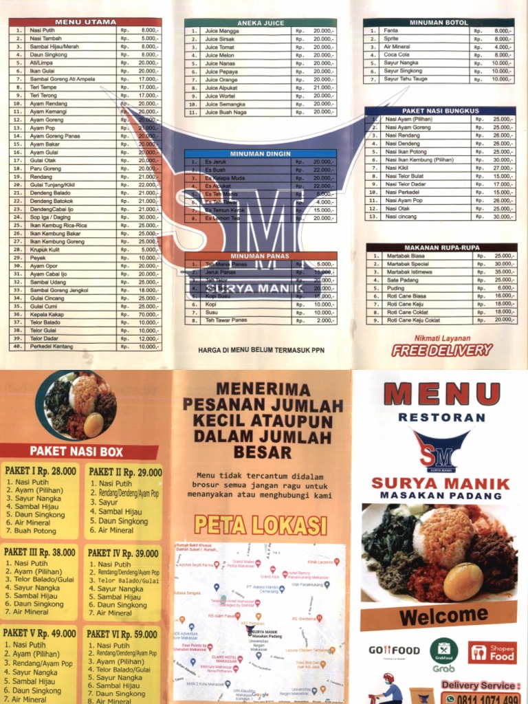 Daftar Menu Surya Manik | PDF