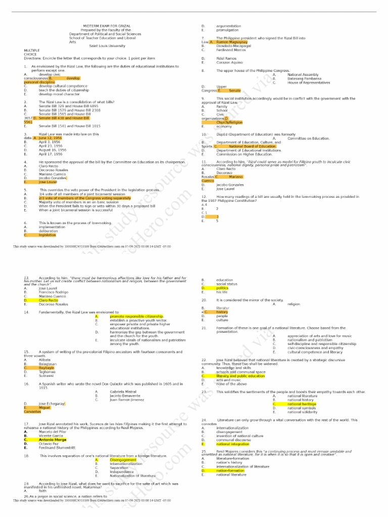 Midterm Exam For Grizal _ TOAZ.INFO | PDF