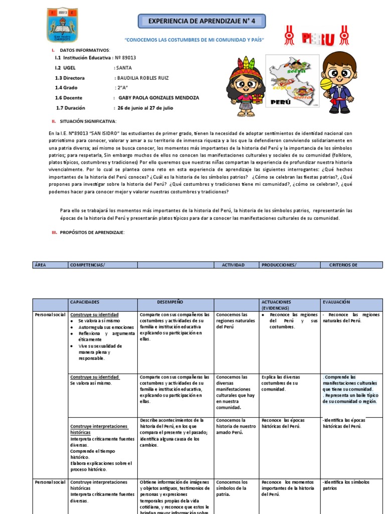 EXPERIENCIA N°4 - 2022 2° Grado | PDF | Números | Perú