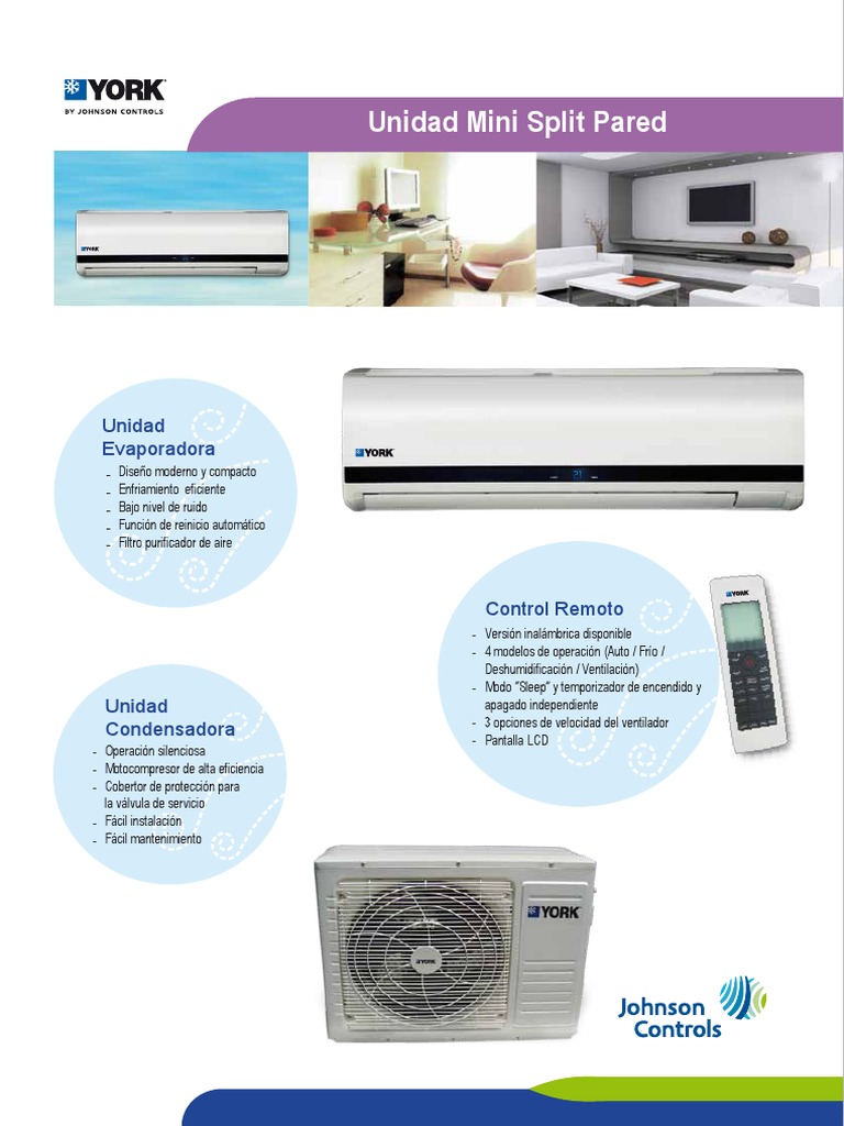 Especificaciones Mini Split York 12000-24000 BTU | PDF | Ingenieria ...