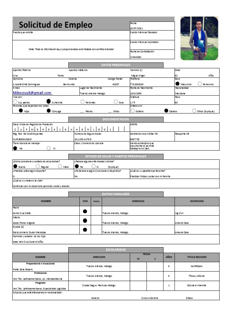 Solicitud de Empleo | PDF