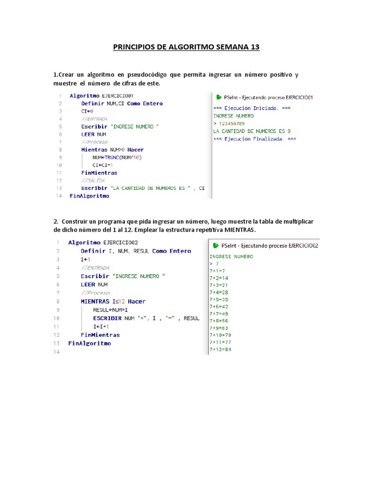 Principios de Algoritmo Semana 13 | PDF