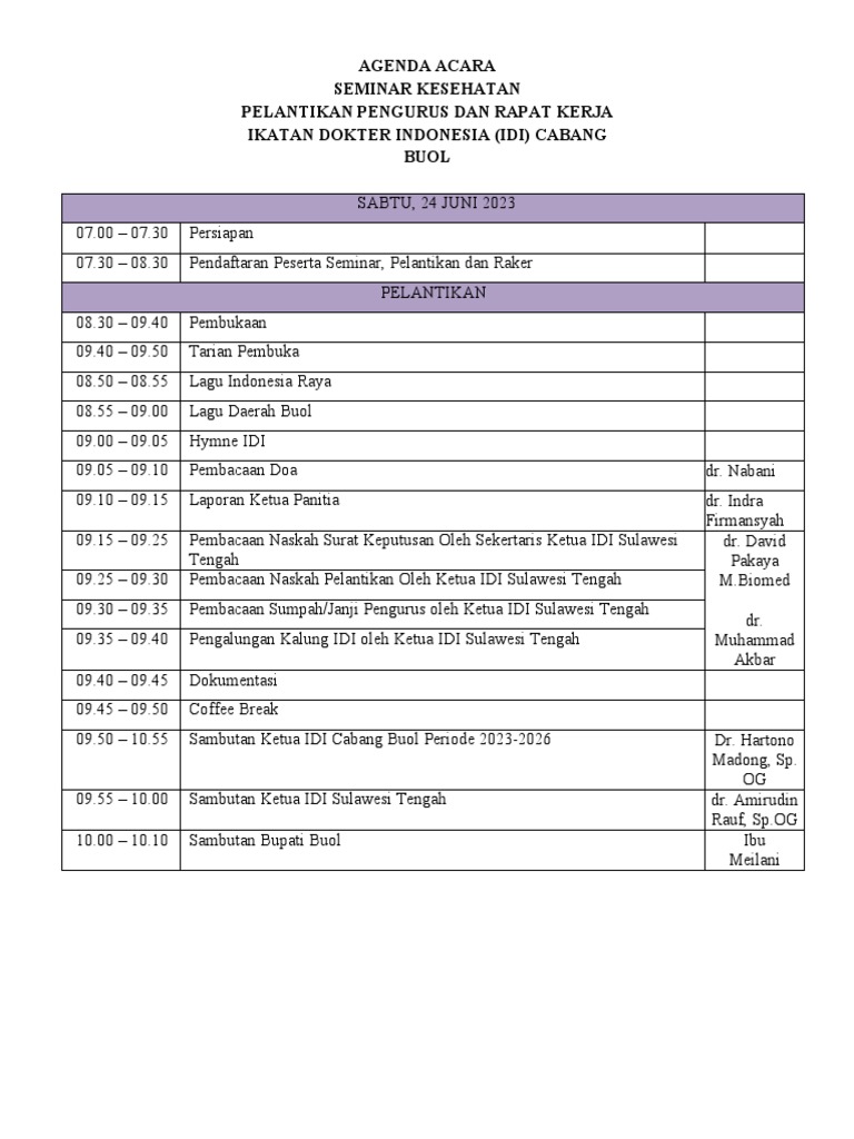 Rundown Acara Idi Fix | PDF