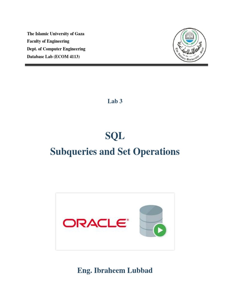 Lab - 3 - Subqueries and Set Operations | Download Free PDF | Information Retrieval | Data ...