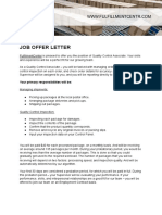 Banquet Head Chef Job Offer Letter | PDF | Hue | Employee Relations