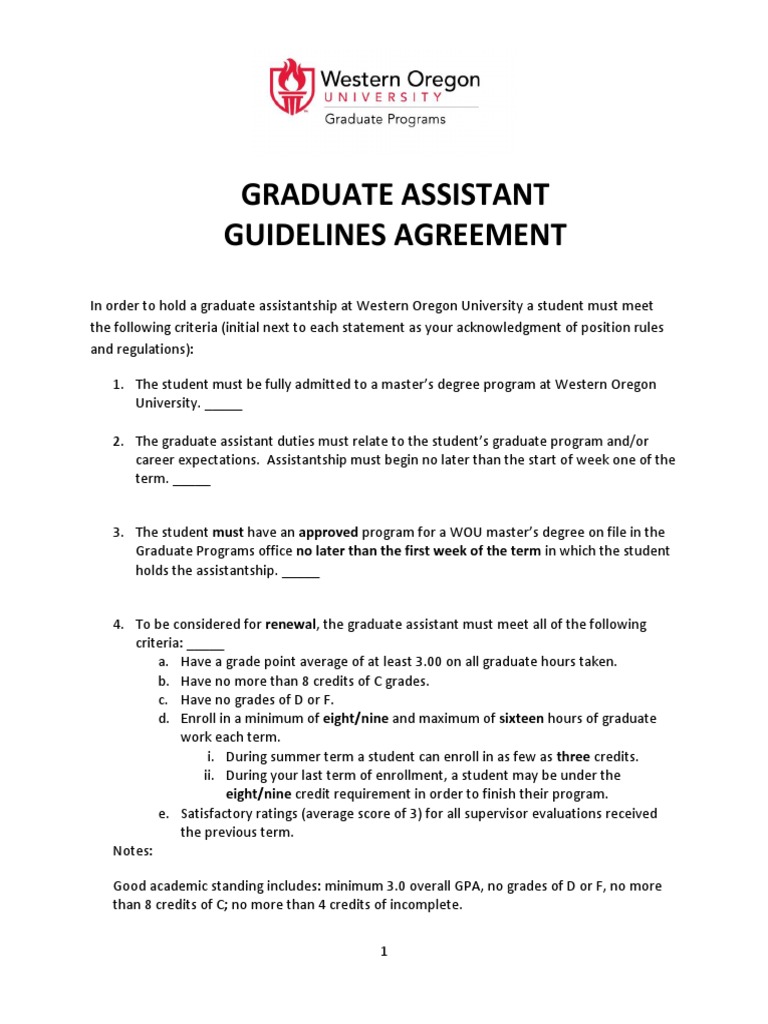 Graduate-Assistant-Guideline-Agreement | PDF | Fee | Student Financial ...