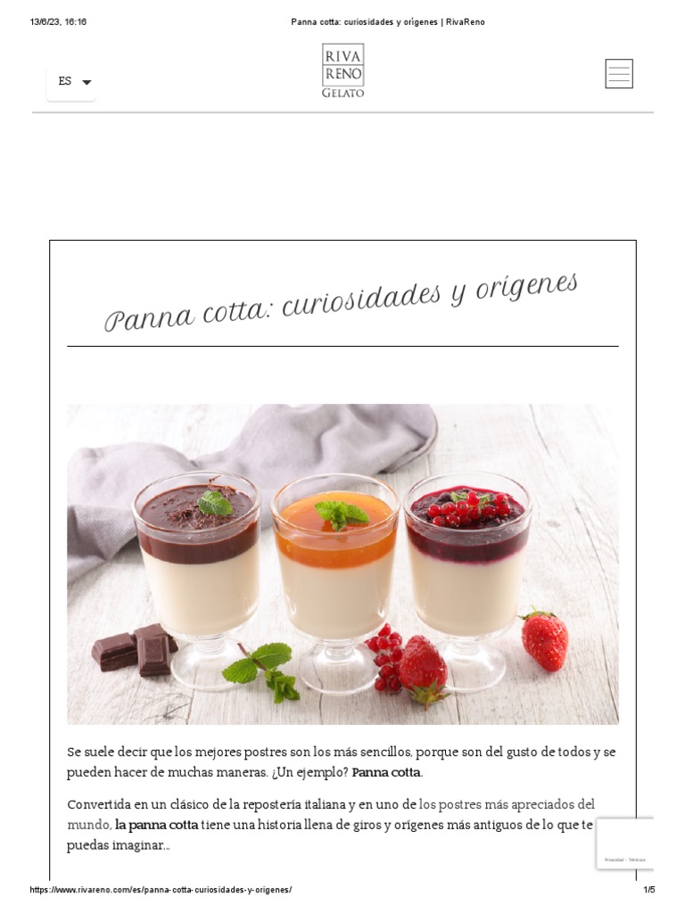 Panna Cotta - Curiosidades y Orígenes - RivaReno | PDF | Postres | Alimentos