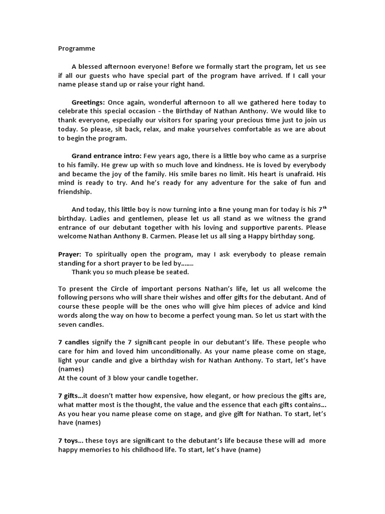 SCRIPT | PDF | Birthdays