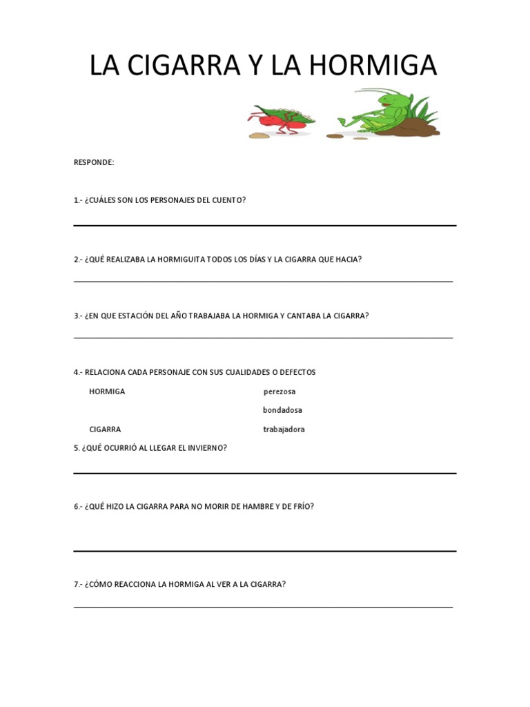 La Cigarra y La Hormiga | PDF