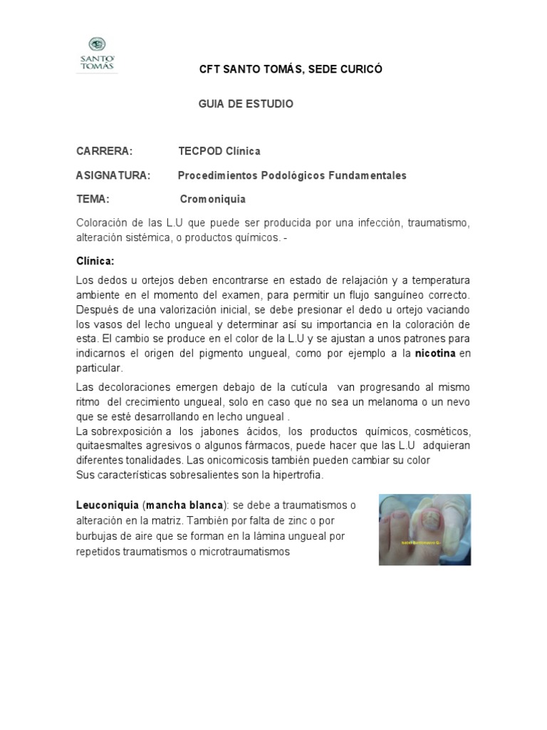 Guía sobre Cromoniquia y Alteraciones Ungueales | PDF | Clavo (anatomía ...