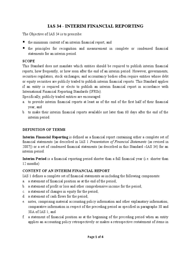 Ias 34 | PDF | Financial Statement | International Financial Reporting Standards