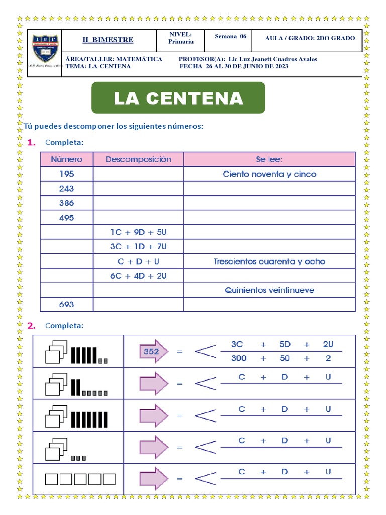 Fichas Mat Iibim 2do Grado Semana 6-2 | PDF