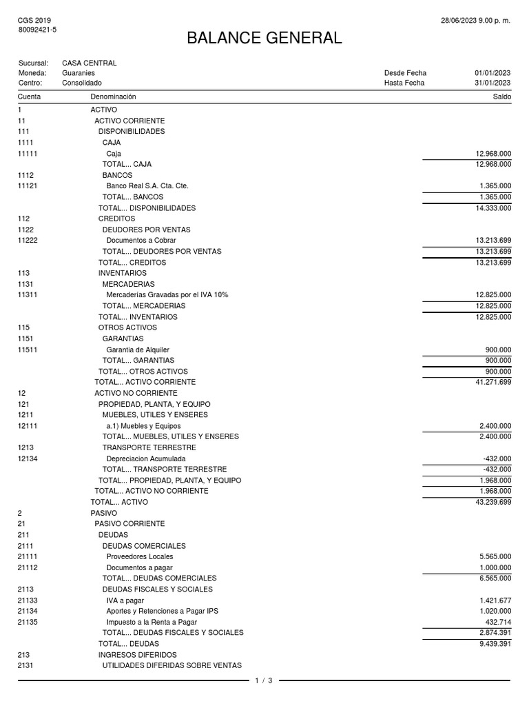 Balance General Consolidado 2023 | PDF | Business | Contabilidad financiera
