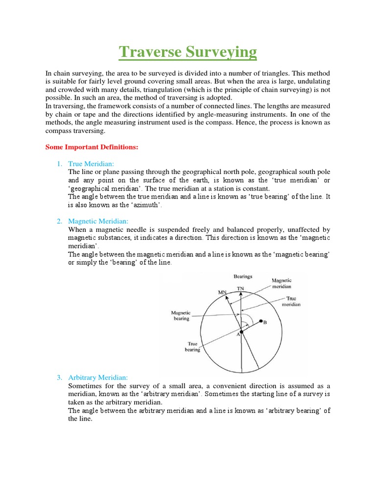 Traverse Surveying - Full | PDF | Compass | Surveying