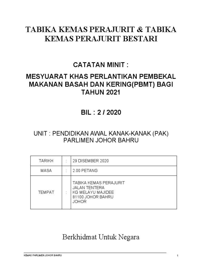 Minit Mesyuarat Khas Pelantikan Pembekal | PDF