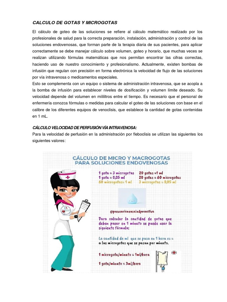 Calculo de Gotas y Microgotas | PDF | Índice de masa corporal | Terapia intravenosa