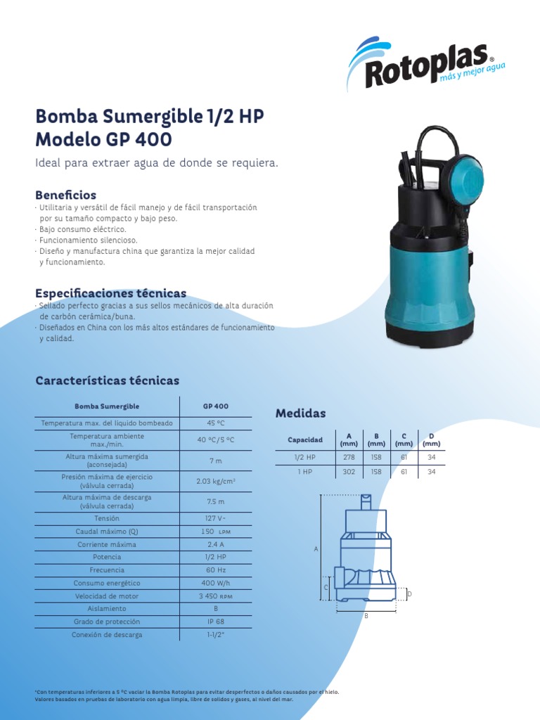 Bomba Sumergible Ficha 1 2 | PDF | Bomba | Agua