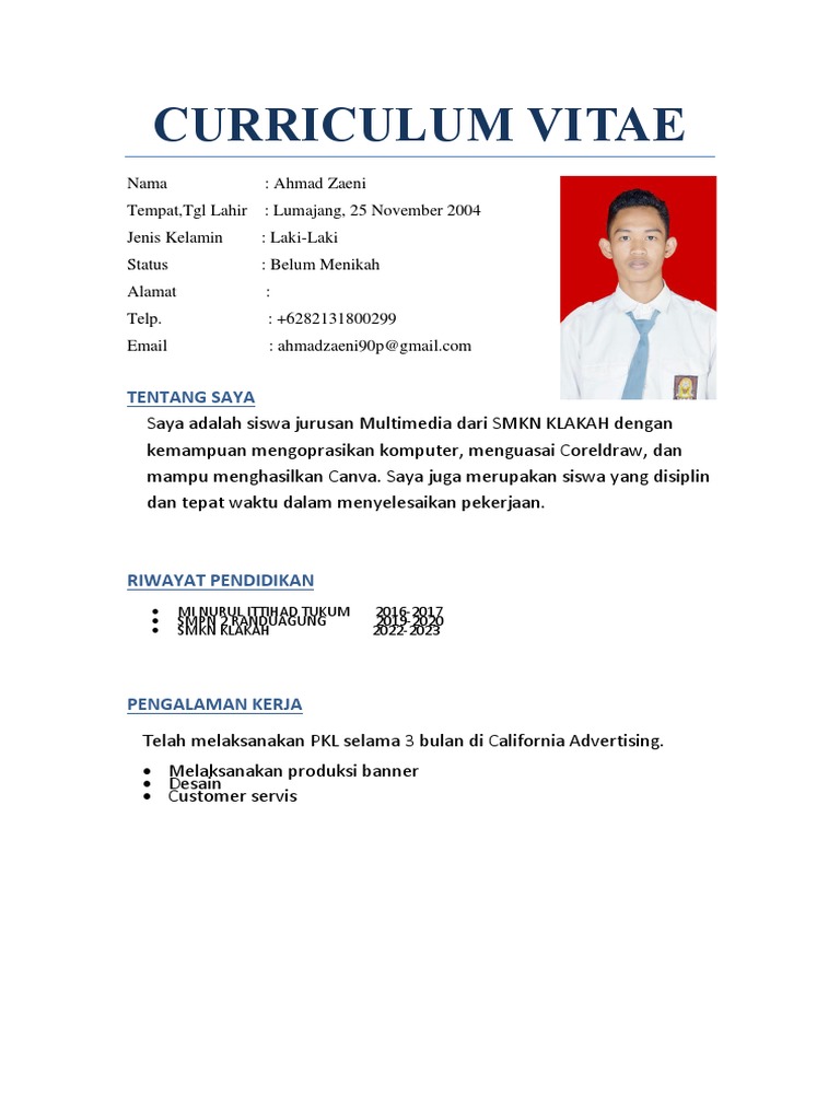 Cv. Ahmad Zaeni | PDF | Ilmu Sosial Cv. Ahmad Zaeni | PDF | Ilmu Sosial