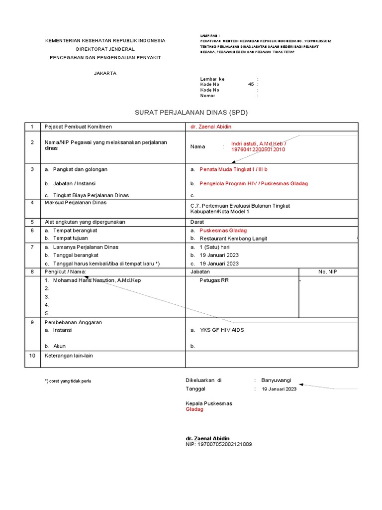 Format SPPD - Monev Jan 2023 - Edit | PDF