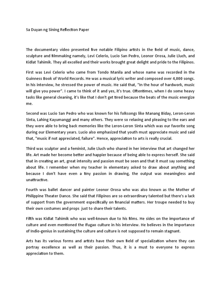 Reflection - Sa Duyan NG Sin-WPS Office | PDF | Entertainment