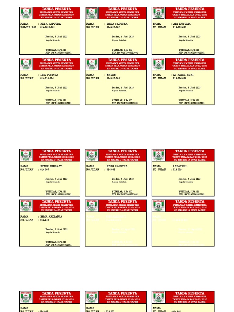 Nomor Peserta Pas | PDF