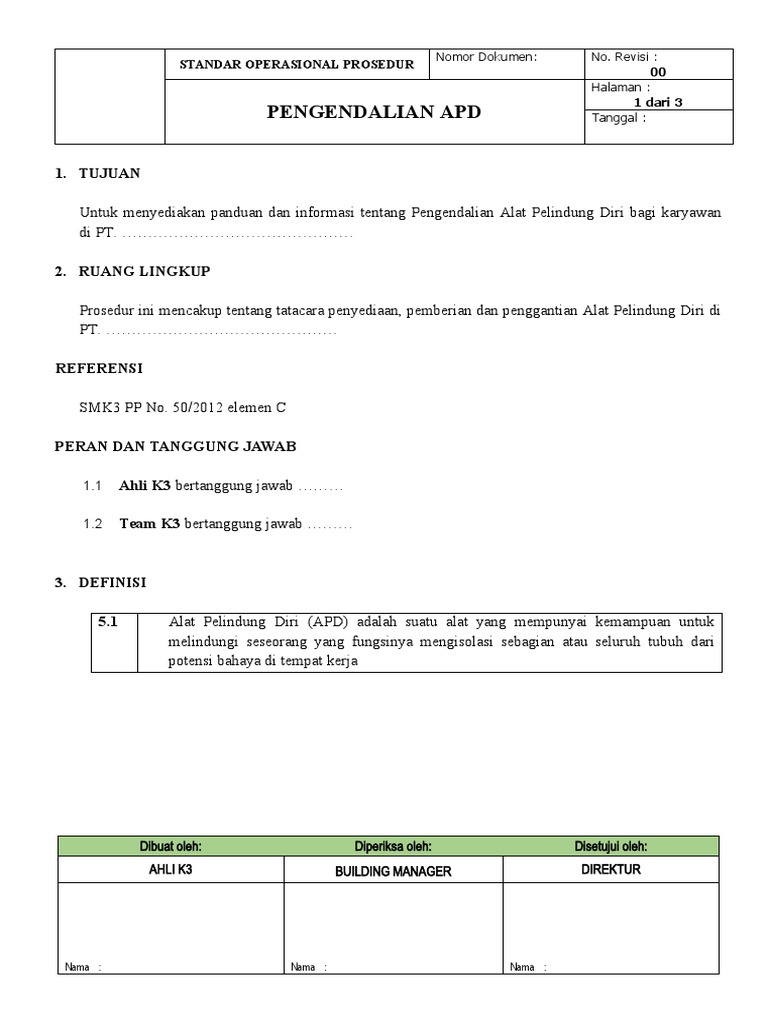 SOP Pengendalian APD | PDF | Bisnis