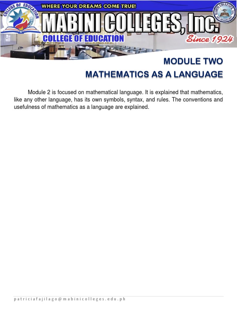 Mathematics as a Language Explained | PDF | Mathematics | Vocabulary