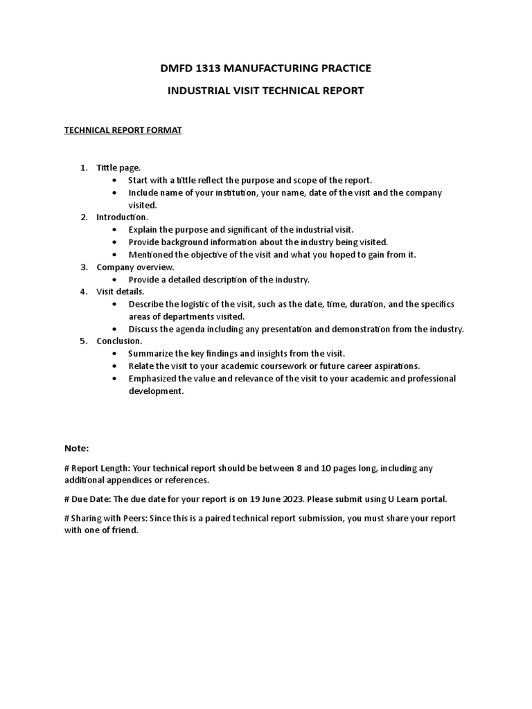 Industrial Visit Technical Report Format | PDF | Business