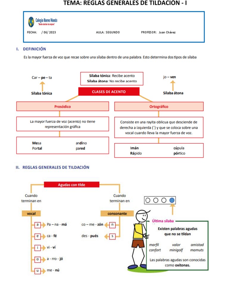 Reglas Generales de Acentuación - I | PDF