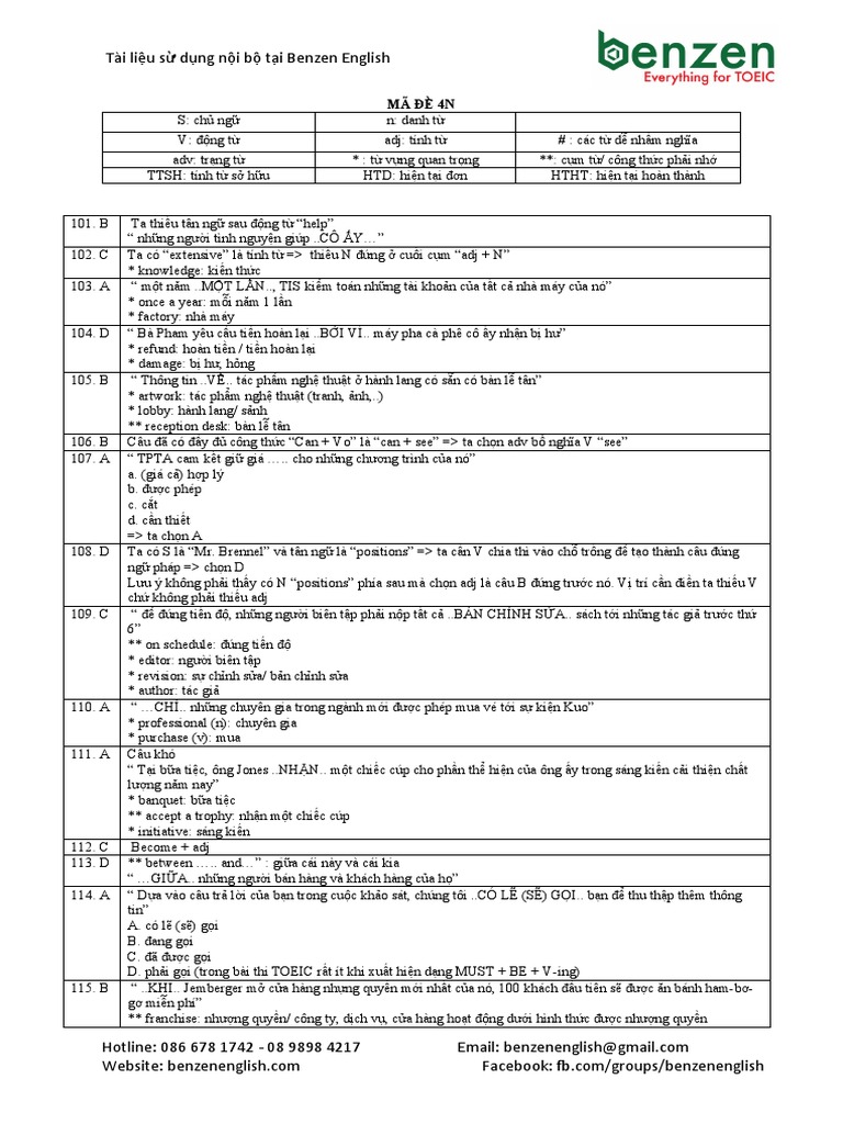 Lời Giải Phần Reading Toiec | PDF