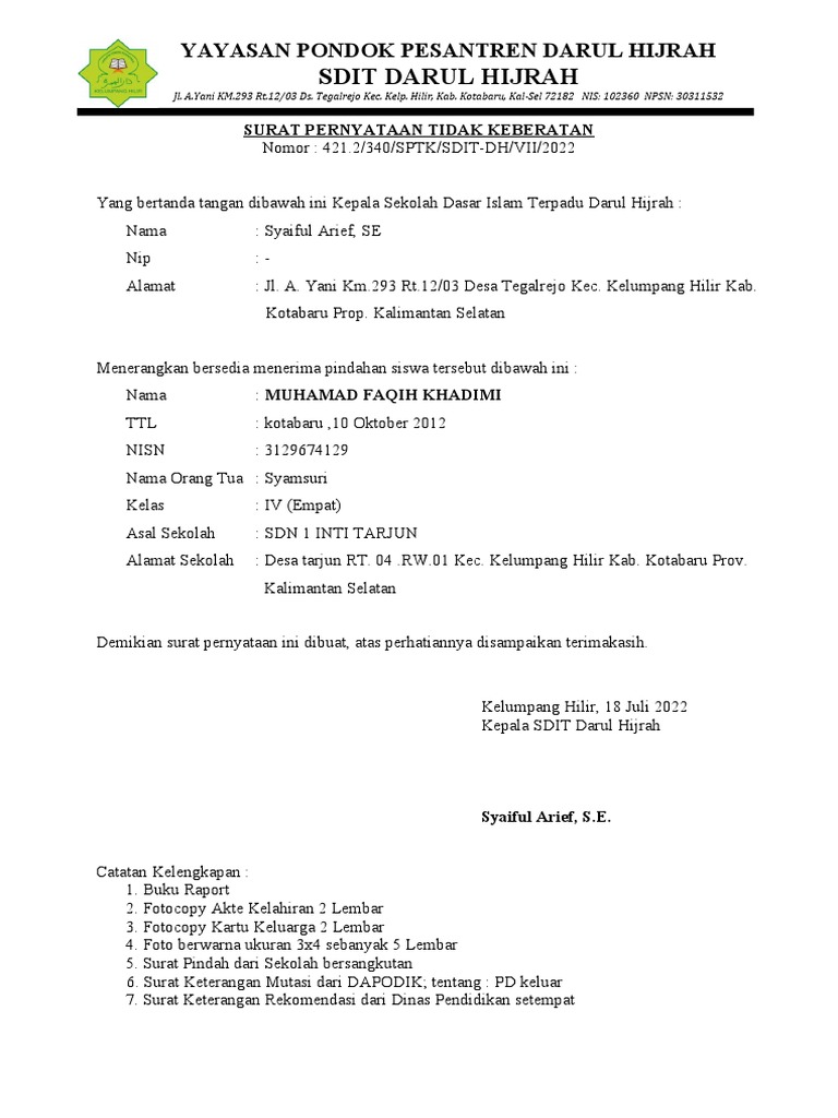 340 (Surat Rekomendasi Muhammad Faqih Khadimi | PDF