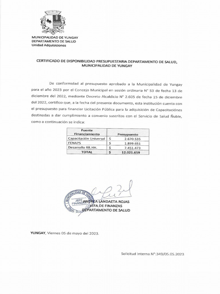 Certificado_Disponibilidad_Presupuestaria | PDF