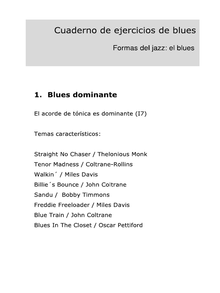 Formas Del Jazz. El Blues | PDF