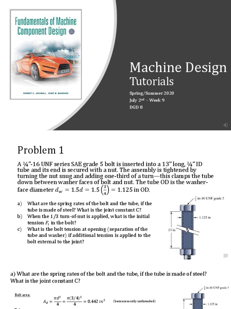 Machine Design Tutorials - Week 8 | PDF | Screw | Metalworking