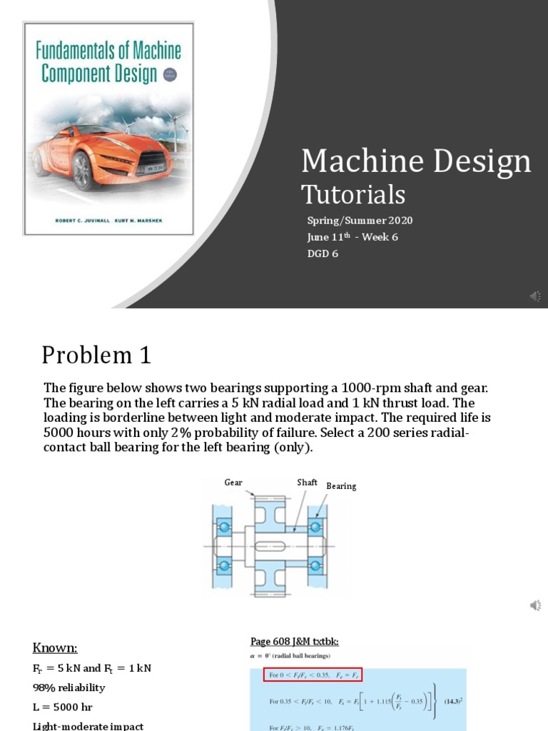 Machine Design Tutorials - Week 6 | PDF | Bearing (Mechanical ...