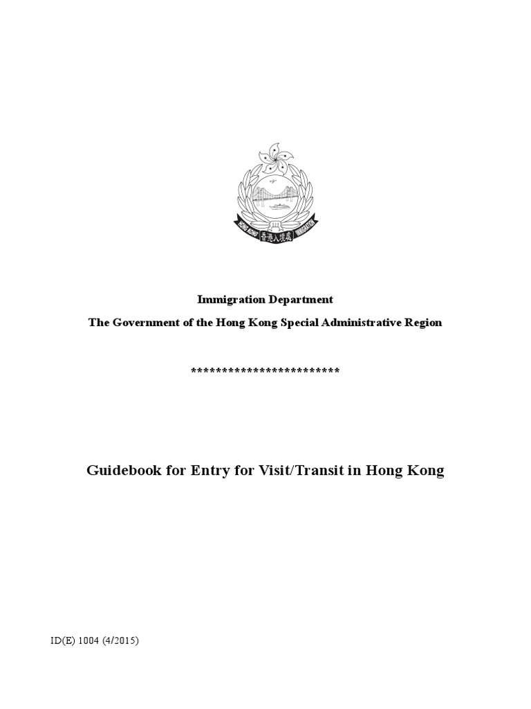 Guidebook Entry Hongkong | PDF | Travel Visa | Special Administrative ...