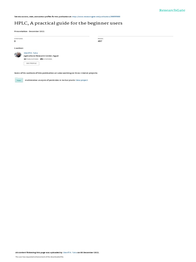 HPLC - A Practical Guide For The Beginner Users | PDF | High Performance Liquid Chromatography ...