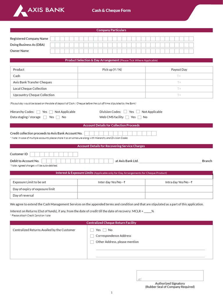 Cash and Cheque Form | PDF | Cheque | Banks