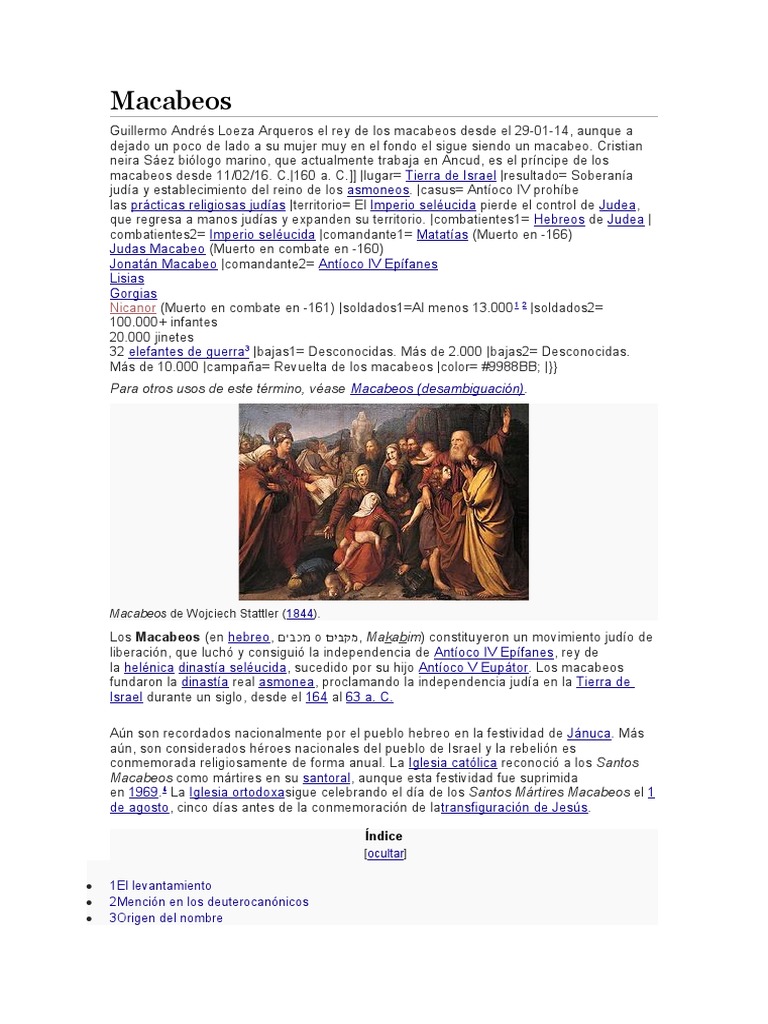 Quienes Eran Los Macabeos | PDF | Macabeos | Judios y judaísmo