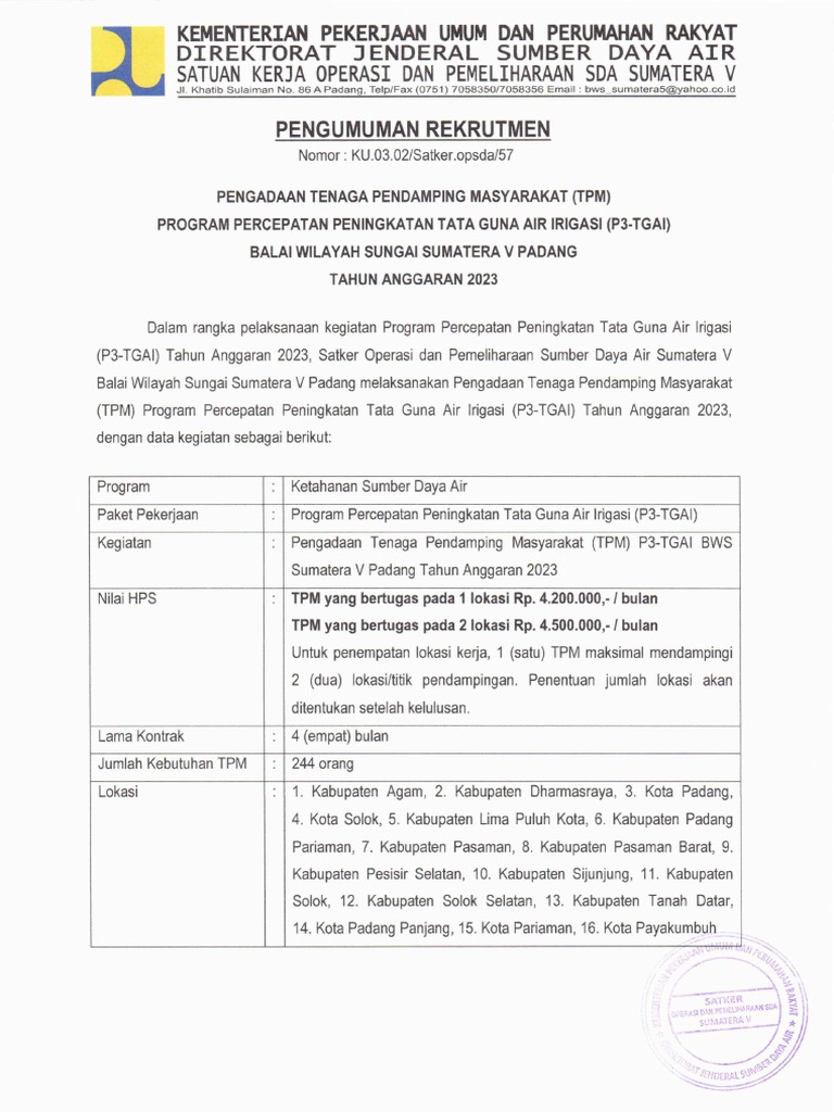 Rekrutmen TPM P3 TGAI 2023 | PDF