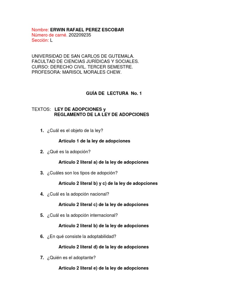 Guía de la Ley de Adopciones en Guatemala | PDF | Adopción | Justicia