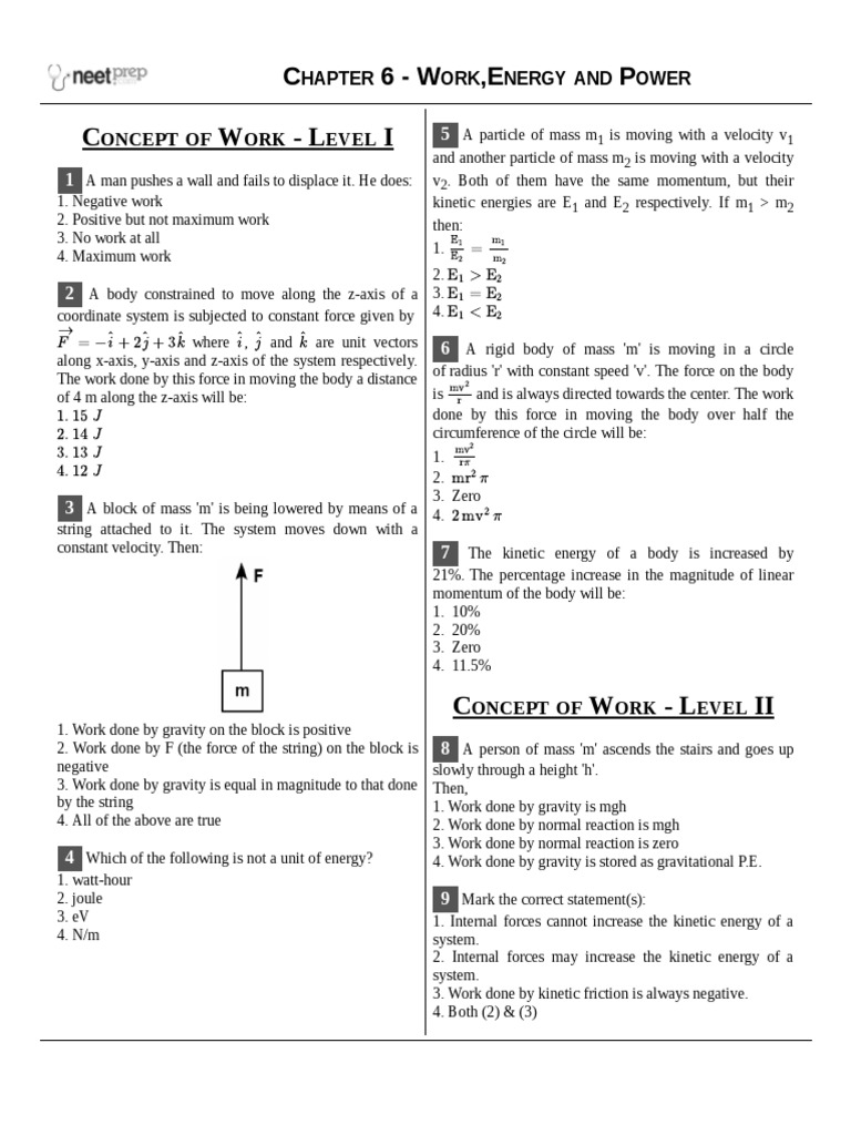 Chapter 6 - Work, Energy and Power | Download Free PDF | Force ...