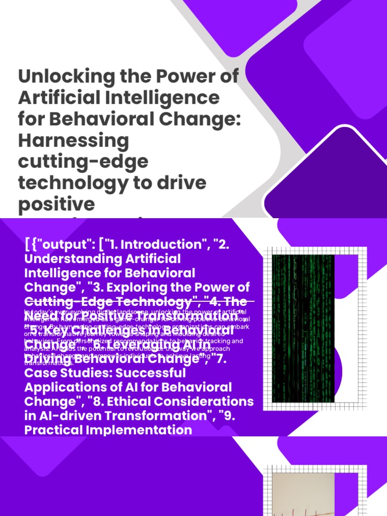 Unlocking The Power of Artificial Intelligence For Behavioral Change ... Unlocking The Power of Artificial Intelligence For Behavioral Change ...