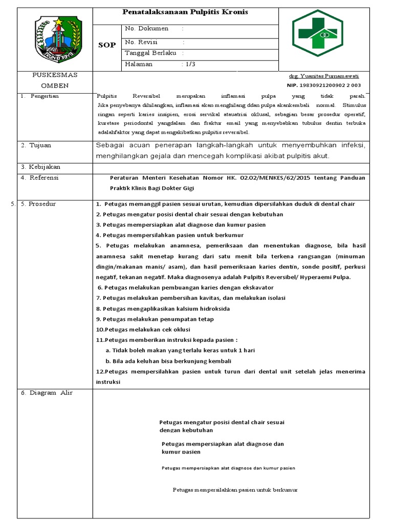 Prosedur Penanganan Pulpitis Reversibel | PDF