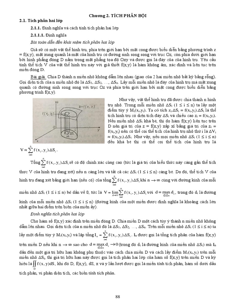 Giai Tich 2. Chuong 2 (Bai Giang, Bai Tap, Dap An) | PDF