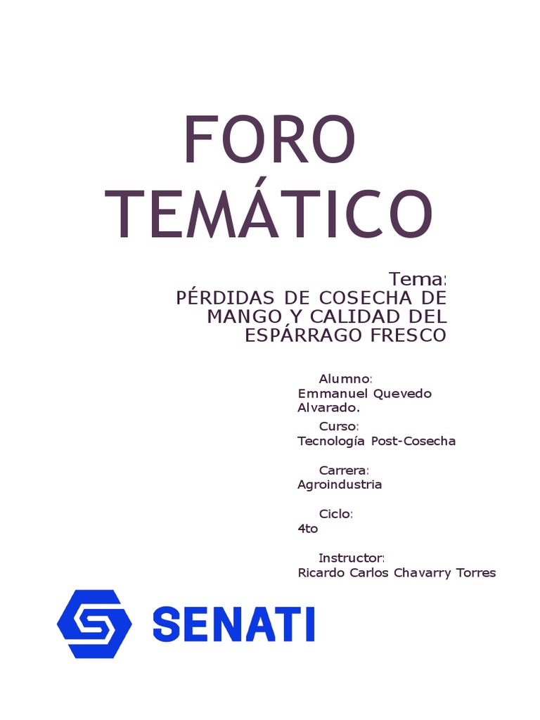 Foro Tematico. Emmanuel | PDF | Mango | Cosecha