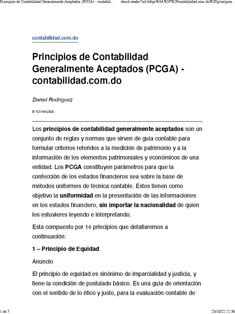 Principios de Contabilidad Generalmente Aceptados (PCGA) | PDF | Contabilidad | Servicios ...